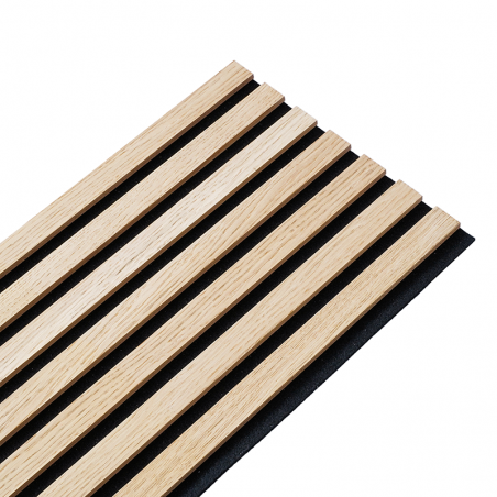 Mur TV tasseau bois - 210cm - panneau lamelles chêne clair 250 x 30 cm ...