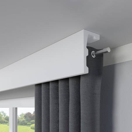 Corniche cache-rideau plafond polystyrène - 200x6x12 cm