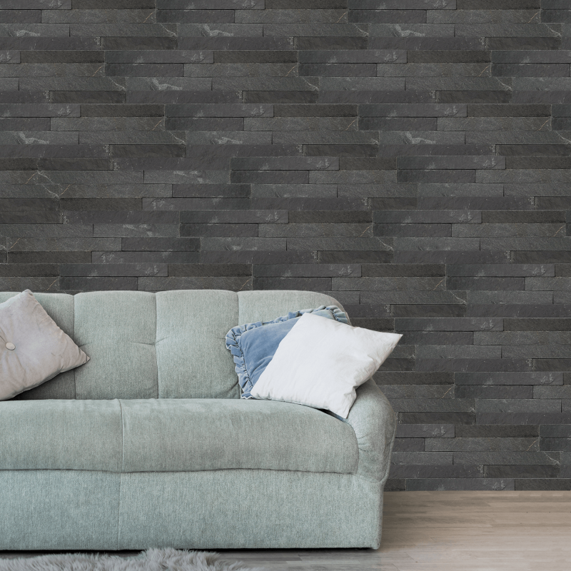 Parement mural en pierre naturelle fine épaisseur - graphite